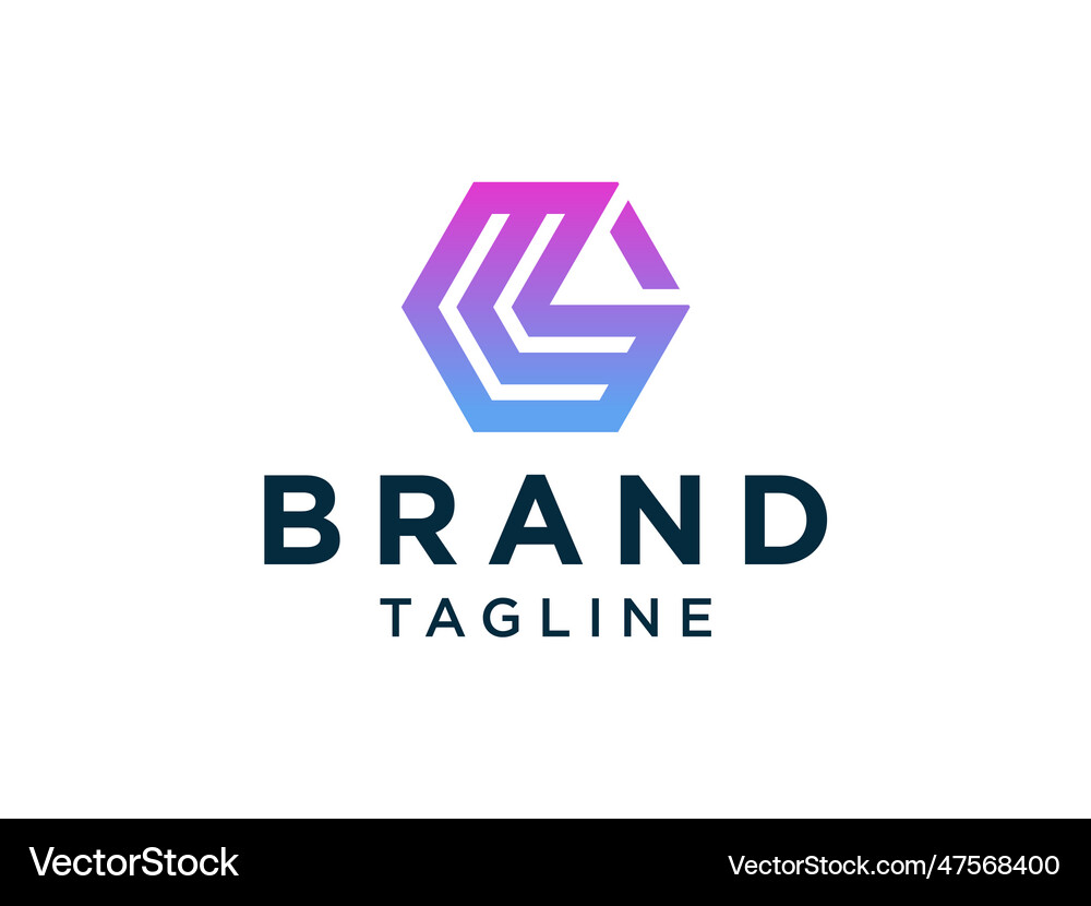 Letter l logo blue square line flat logo design Vector Image
