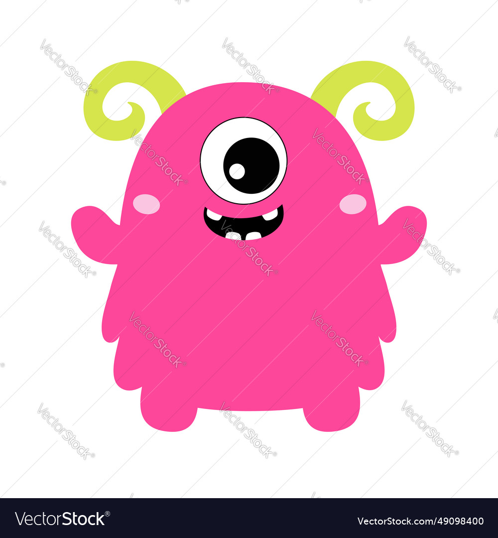 Monster happy halloween cute head face with horns Vector Image
