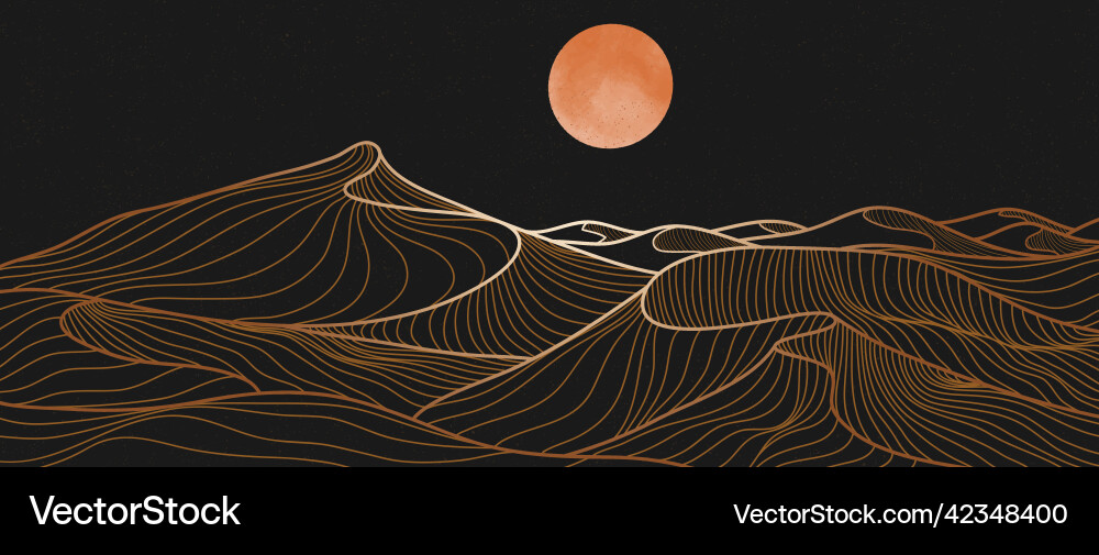 Mountain desert line art print abstract Royalty Free Vector
