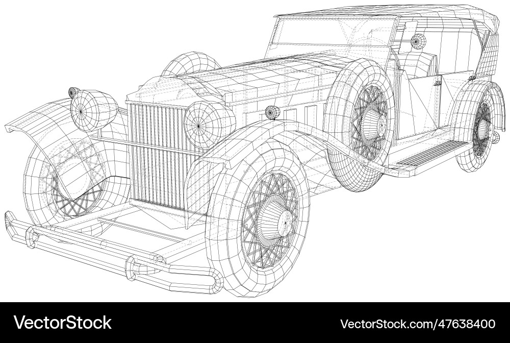 Retro car vintage car wire Royalty Free Vector Image