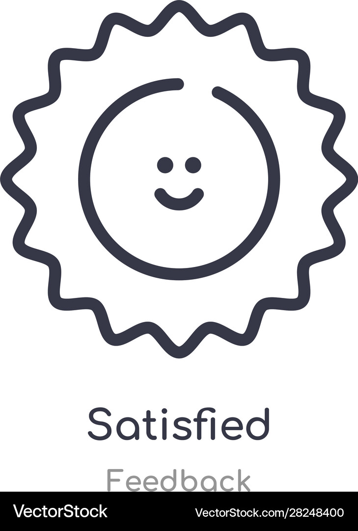 Satisfied outline icon isolated line from Vector Image