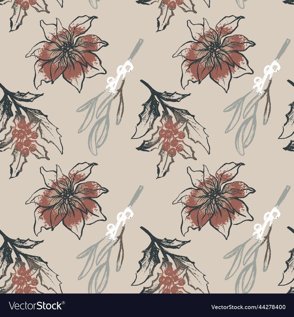 Seamless pattern with hand drawn christmas Vector Image Seamless pattern with hand drawn christmas Vector Image