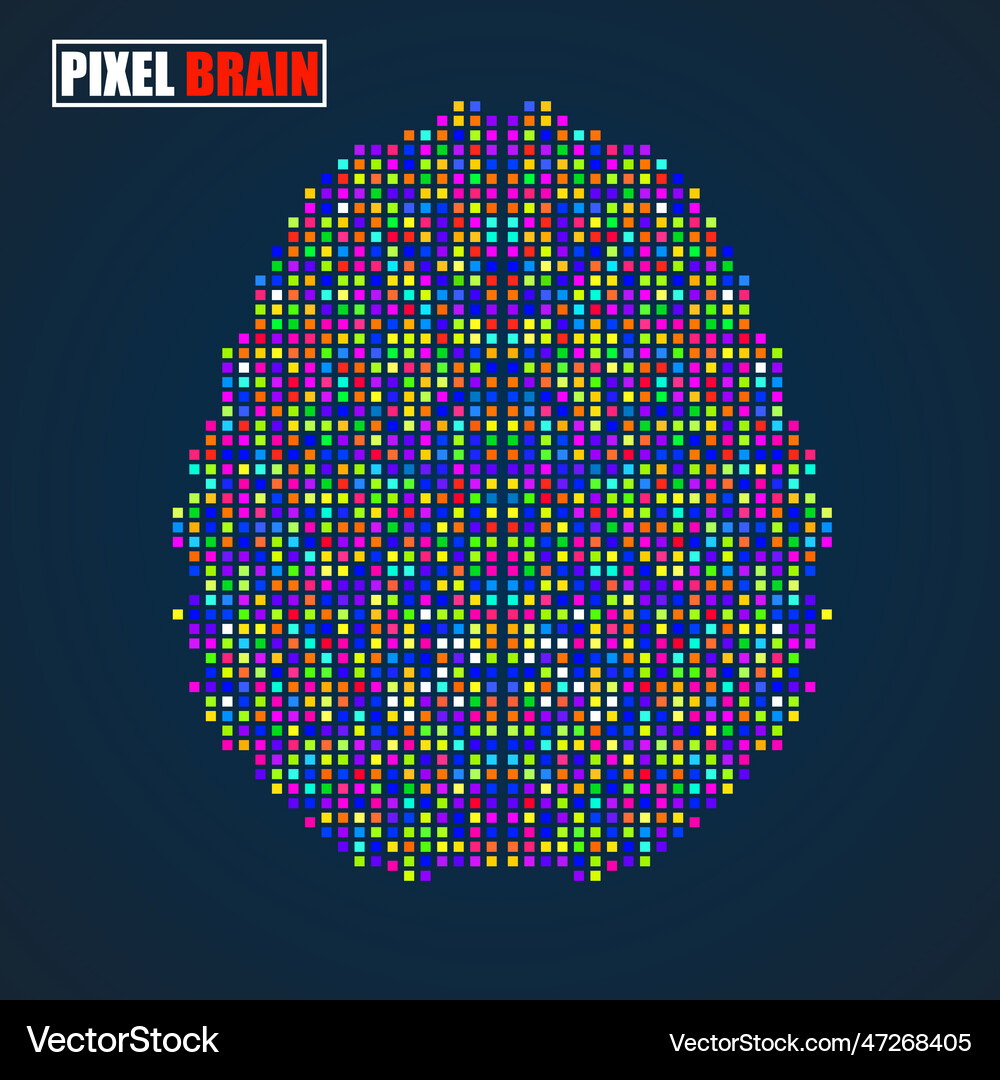 Abstract human brain of pixels logo Royalty Free Vector