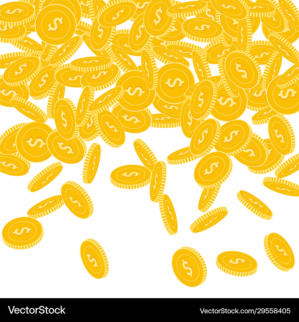 American dollar coins falling scattered big usd c Vector Image