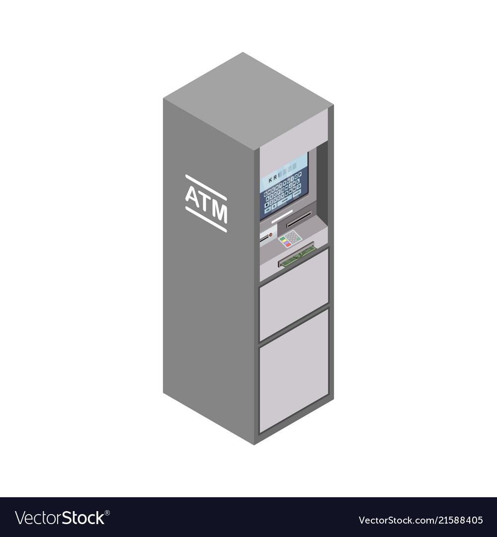 Atm machines in isometric style bank Royalty Free Vector