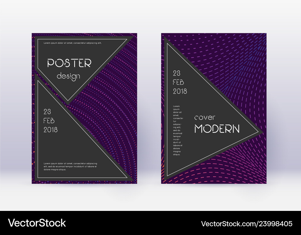 Black cover design template set violet abstract l Vector Image