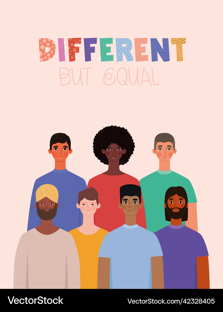 Cartel of different but equal Royalty Free Vector Image