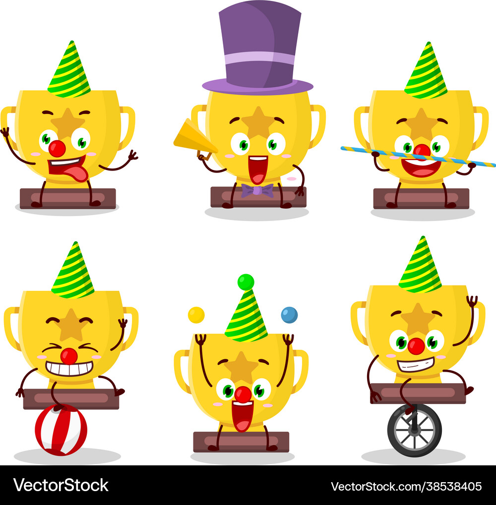 Cartoon character gold trophy with various Vector Image