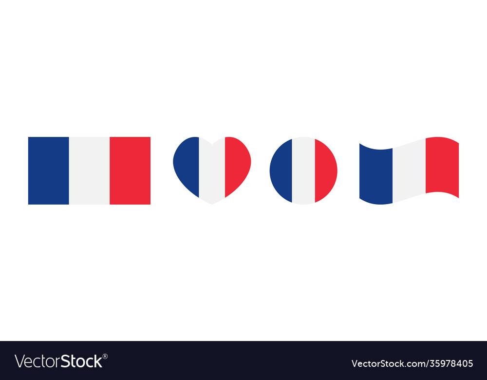Flag france set collection design elements Vector Image