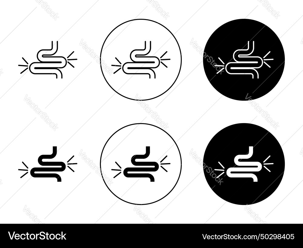 Gut constipation icon set intestine and bowel Vector Image