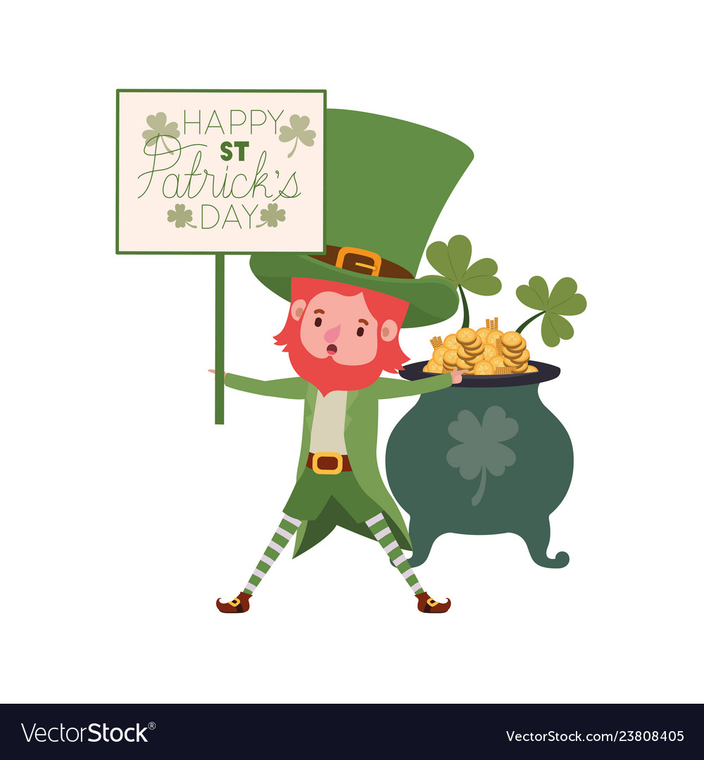 Happy st patricks day label with leprechaun Vector Image