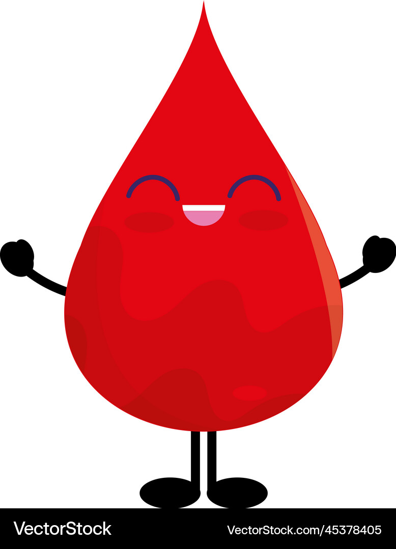 Isolated cute happy blood drop character Vector Image