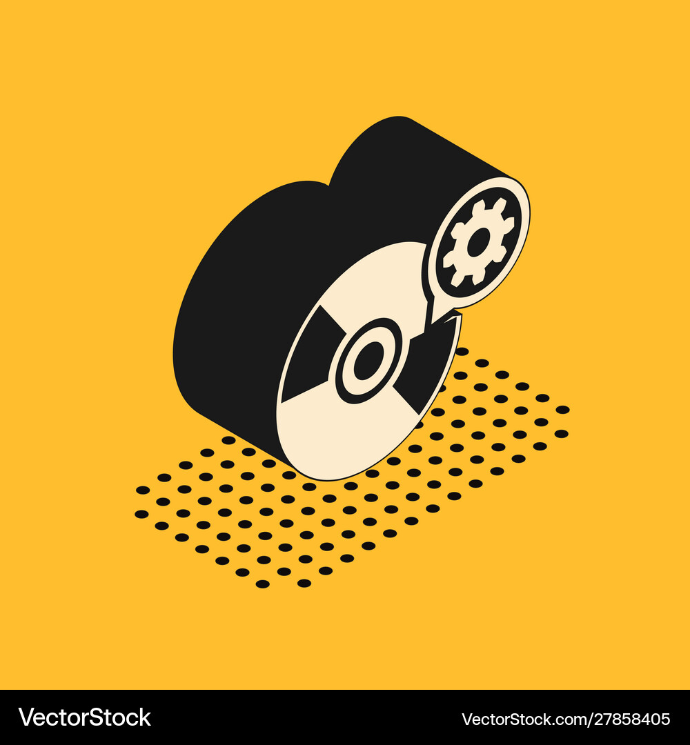Isometric cd or dvd disk and gear icon isolated Vector Image