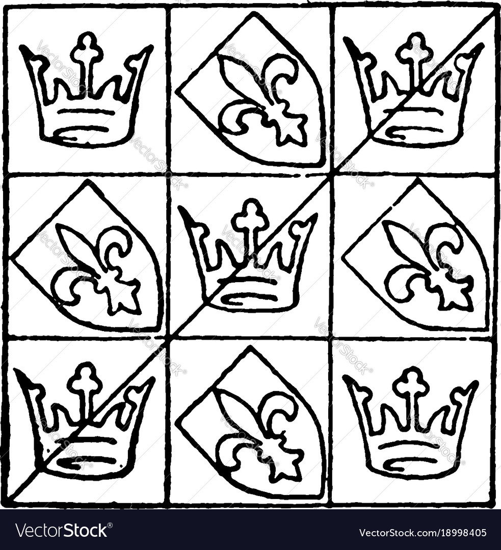 Medieval tile pattern is a stained glass design Vector Image