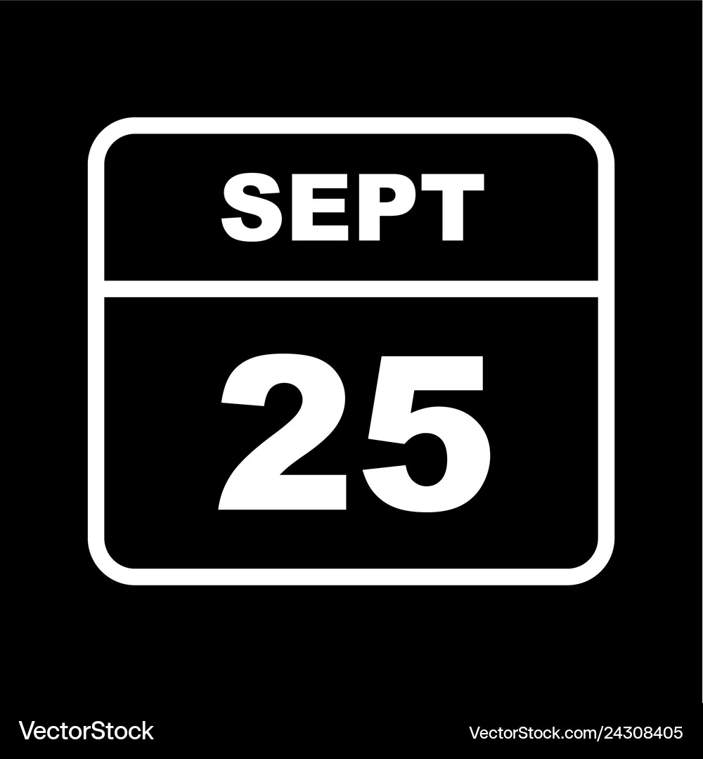 September 25th date on a single day calendar Vector Image