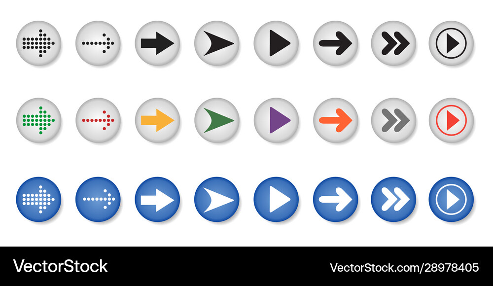Set arrows on buttons on white background Vector Image