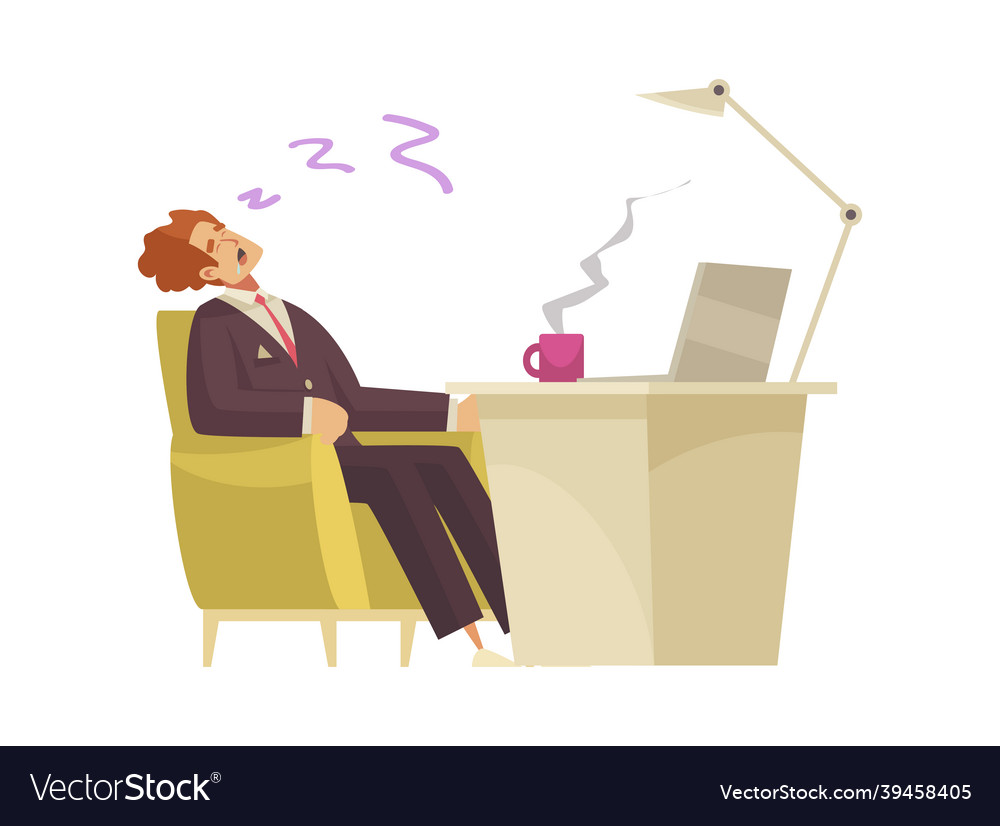 Sleeping man composition Royalty Free Vector Image