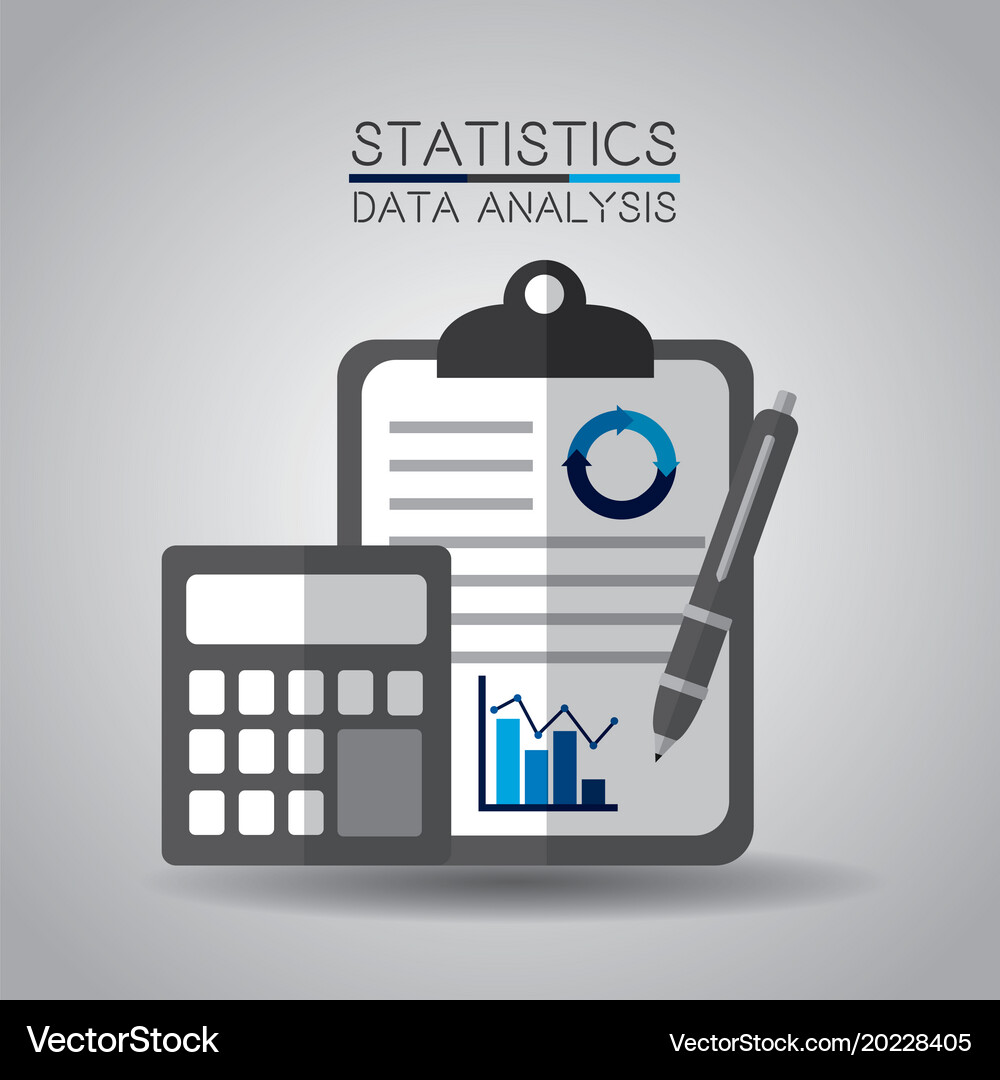 Statistics data analytics clipboard calculator Vector Image