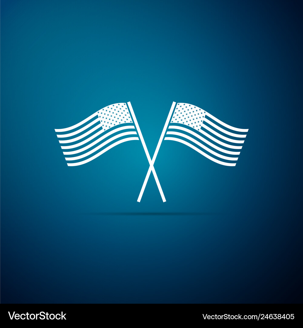 Two crossed american waving flags icon isolated Vector Image