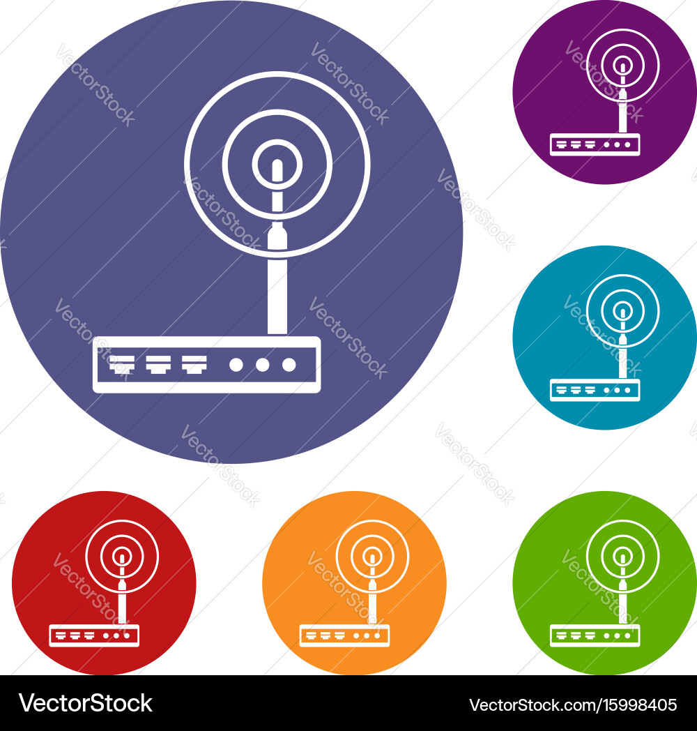 Wifi router icons set Royalty Free Vector Image