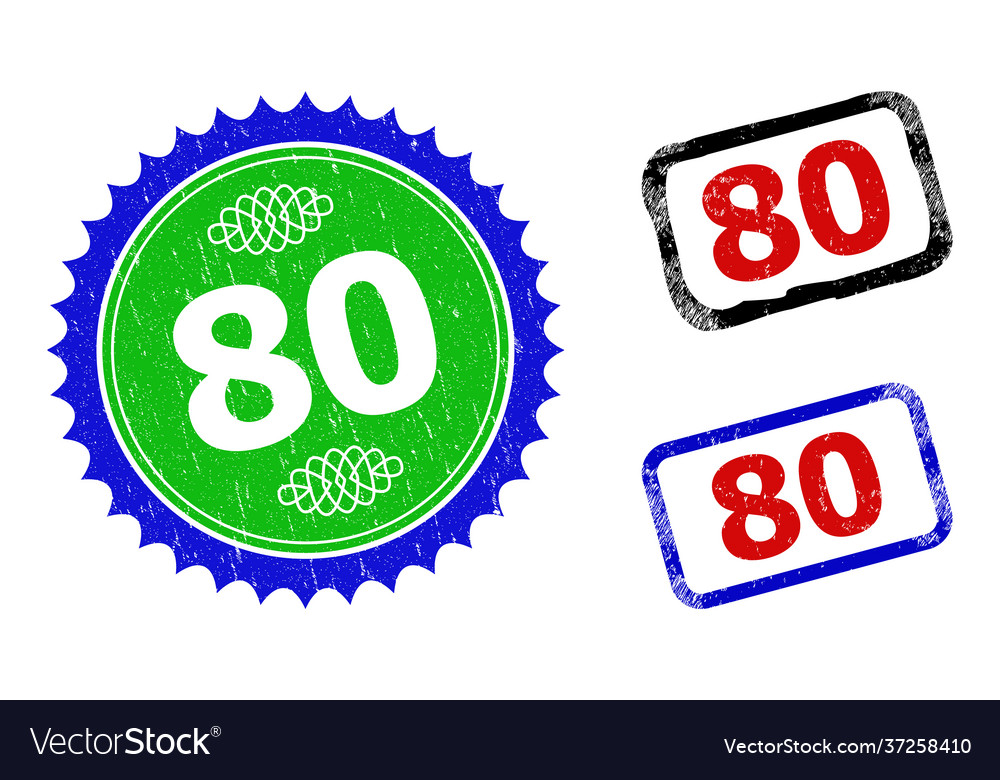 80 rosette and rectangle bicolor stamps Royalty Free Vector