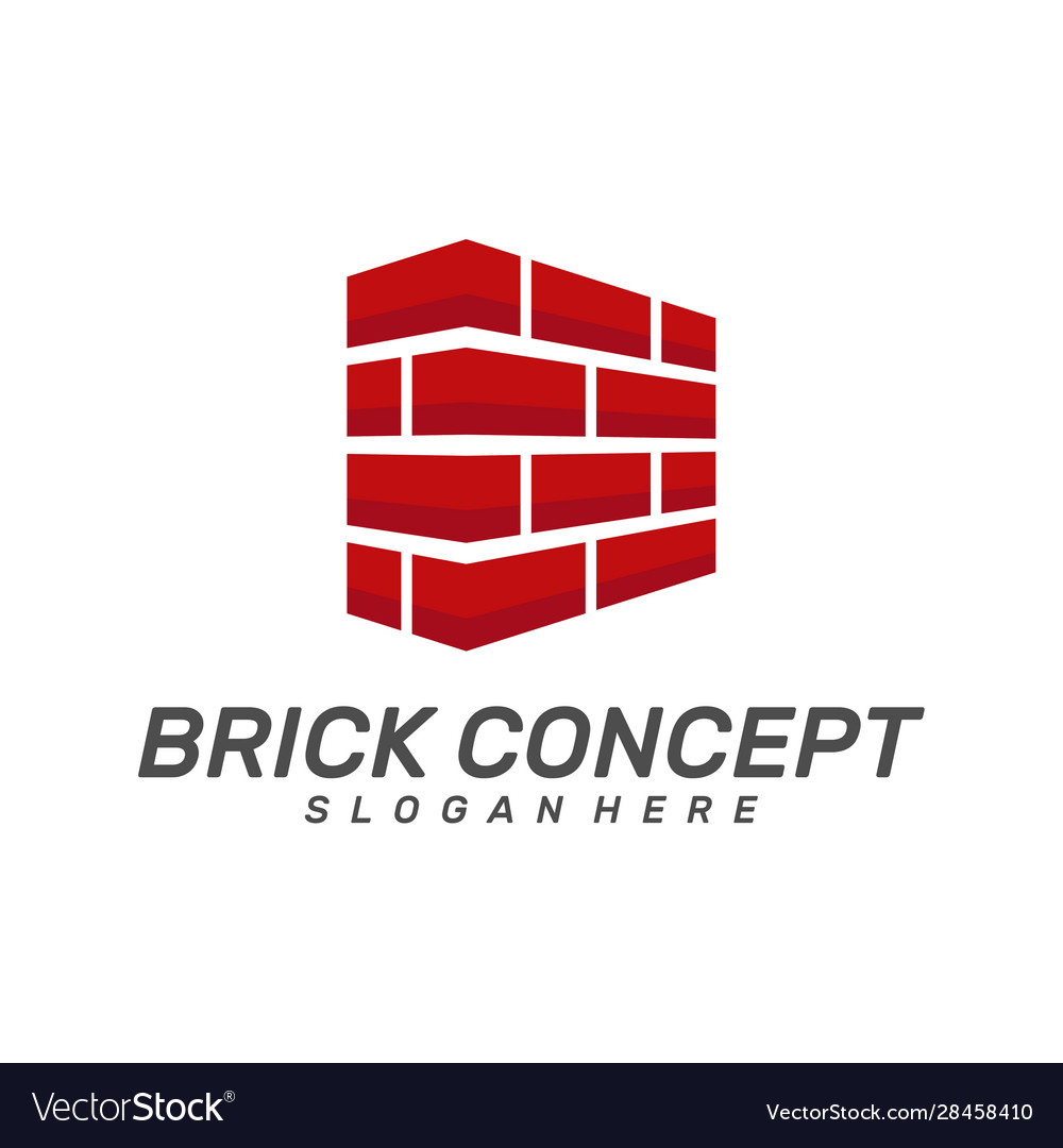 Brick building logo design brickwork simple Vector Image