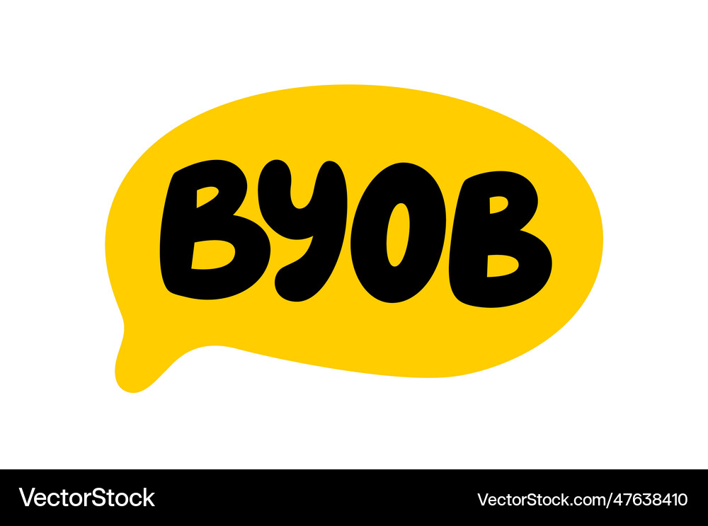 Byob bring your own bottle text icon Royalty Free Vector