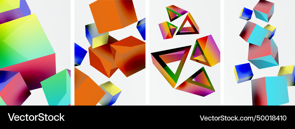 Composition of 3d cubes and other geometric Vector Image