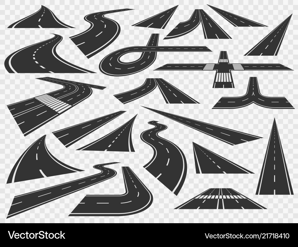 Curved road in perspective bending highways Vector Image