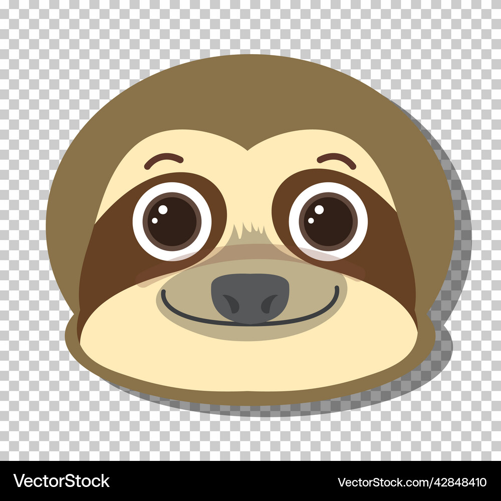 Cute sloth head in flat cartoon style Royalty Free Vector