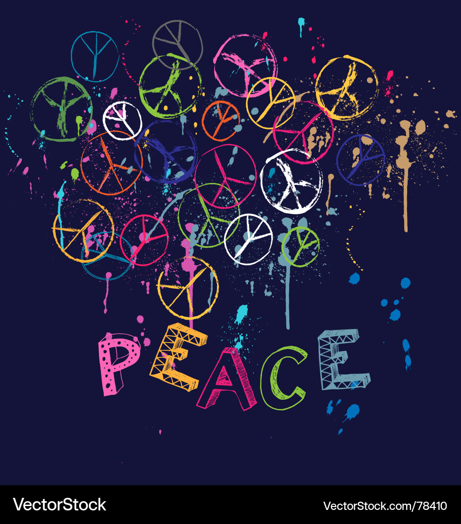 Drawn group of peace signs Royalty Free Vector Image