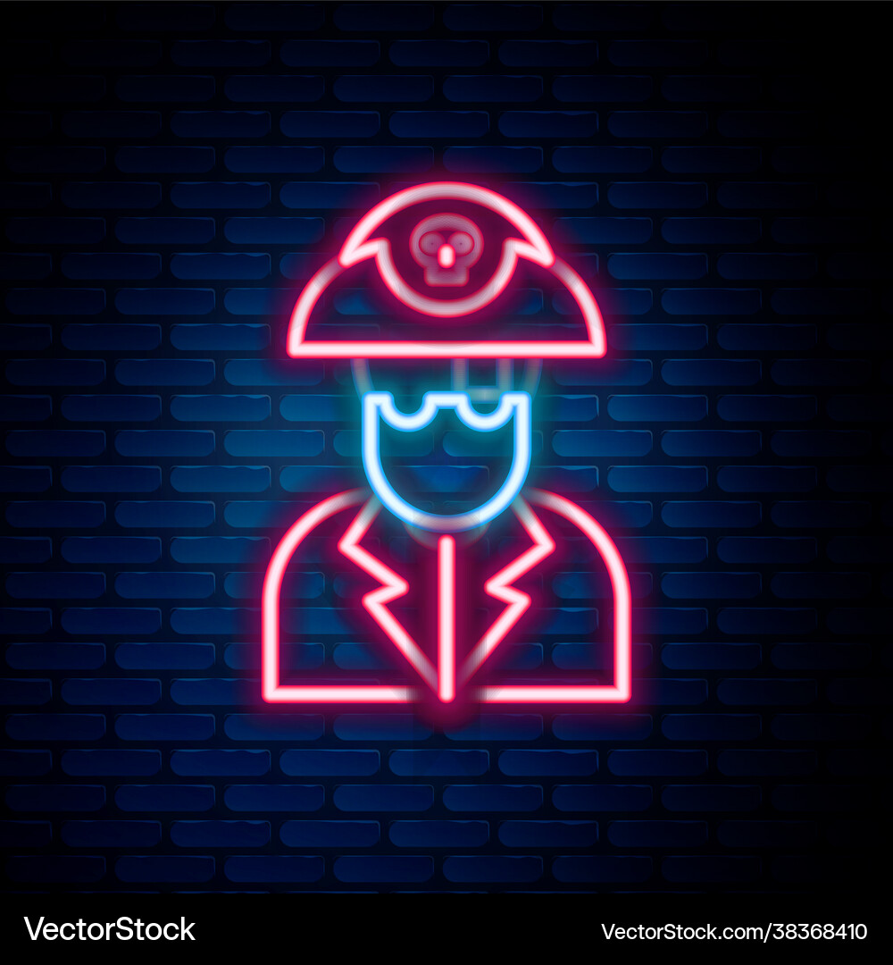 Glowing neon line pirate captain icon isolated Vector Image