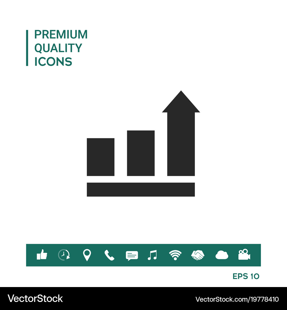 Growing bars graphic with rising arrow icon Vector Image