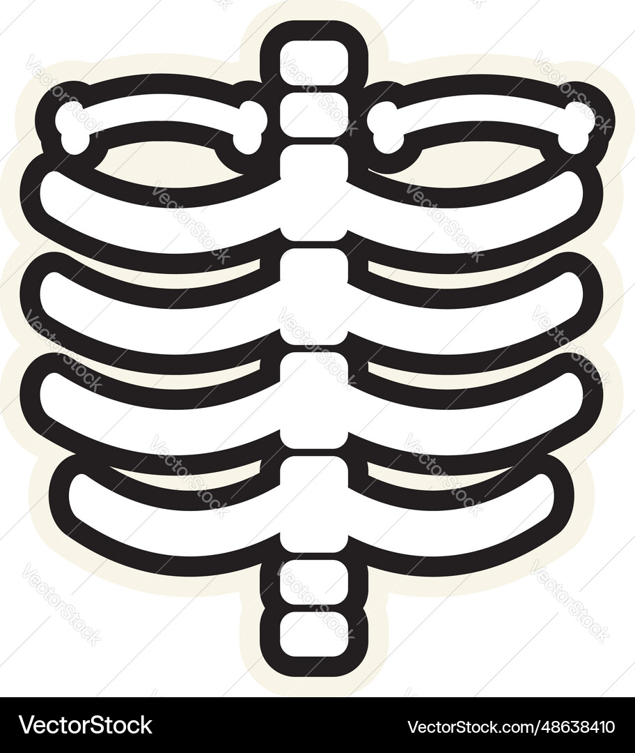 Halloween stroked chest with ribs sticker Vector Image