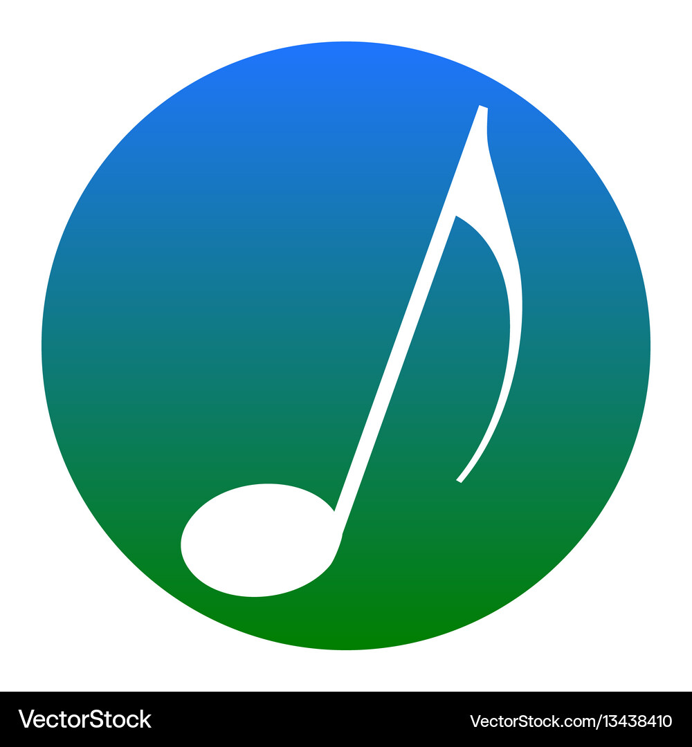 Music note sign white icon in bluish Royalty Free Vector