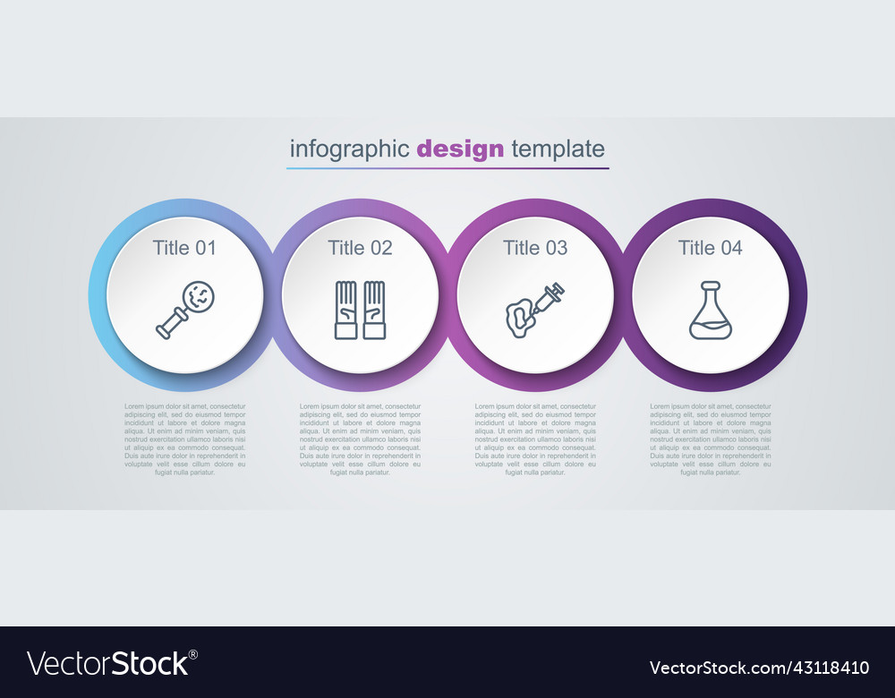 Set Line Microorganisms Under Magnifier Medical Vector Image