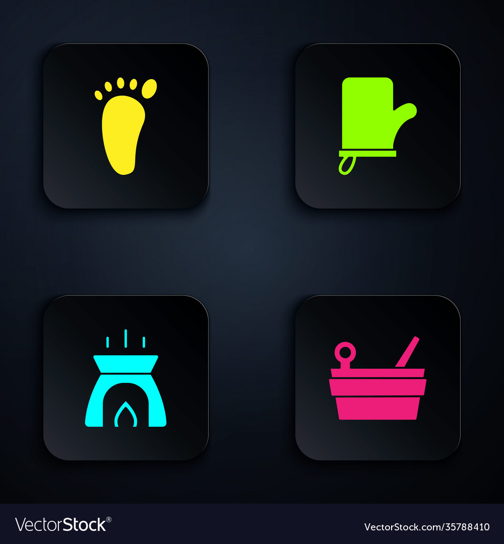 Set sauna bucket and ladle foot massage aroma Vector Image