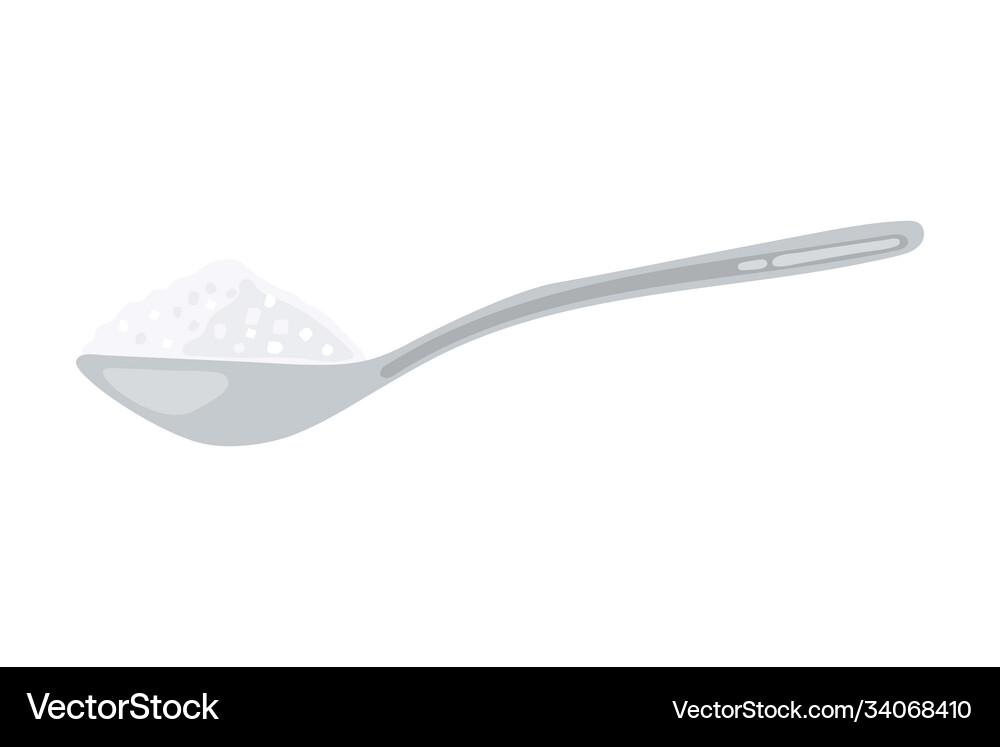 Sugar spoon full powder crystals salt Royalty Free Vector