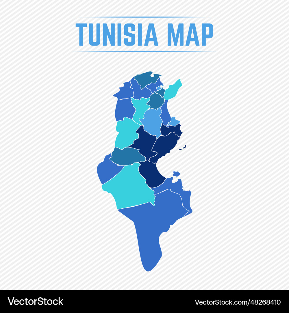 Tunisia detailed map with regions Royalty Free Vector Image
