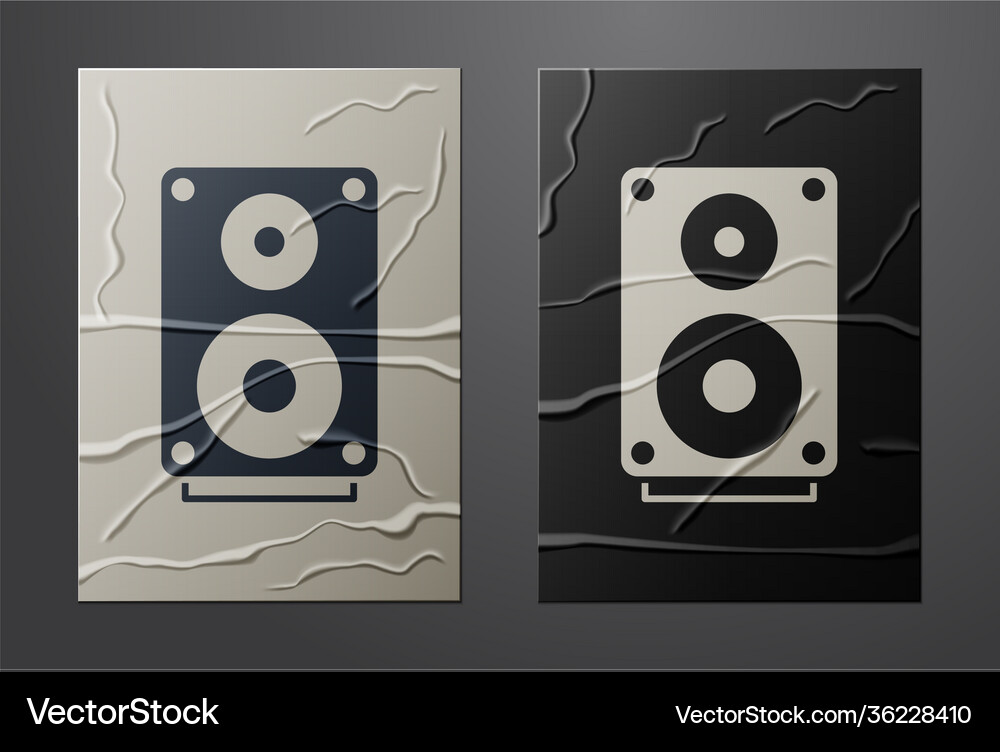 White stereo speaker icon isolated on crumpled Vector Image