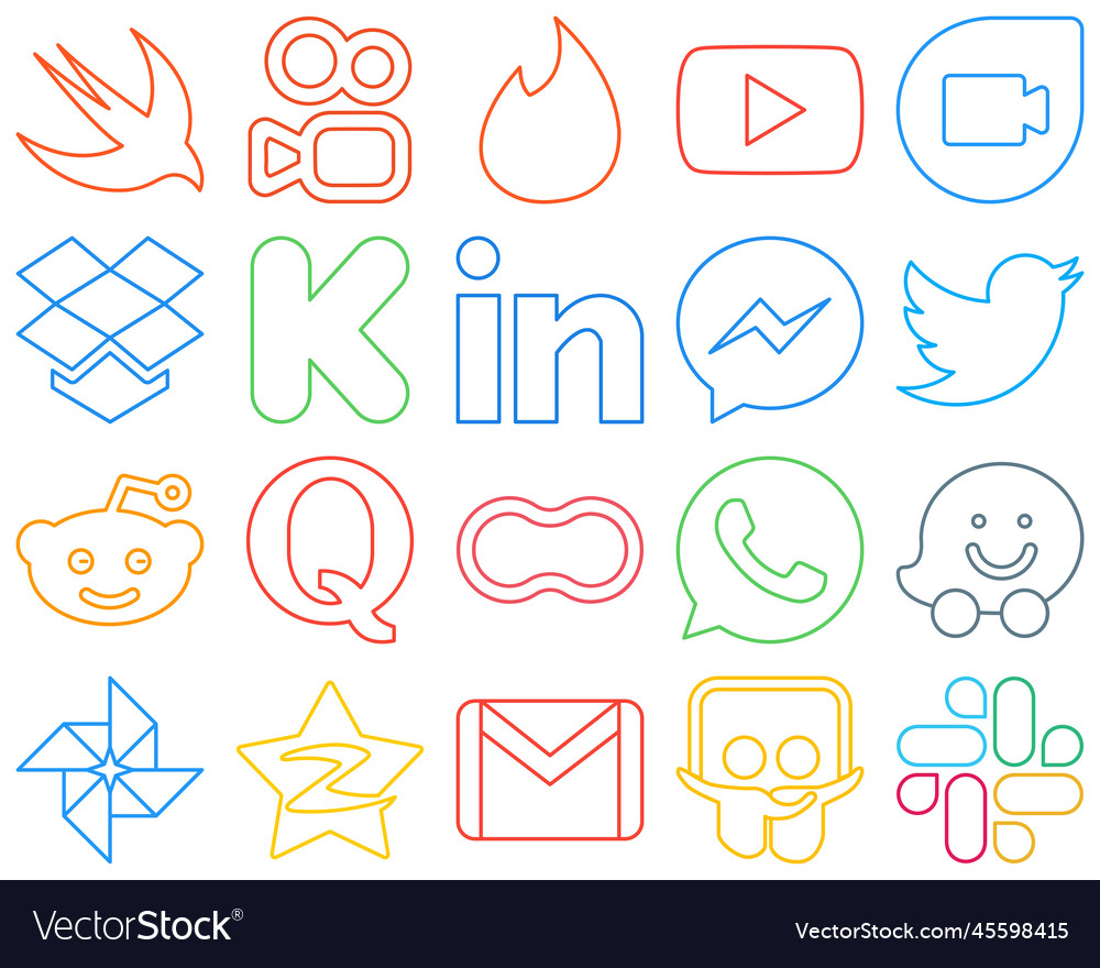 20 professionally designed colourful outline Vector Image