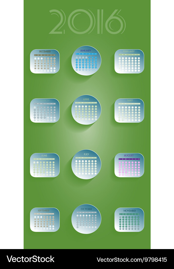 Calendar with abstract floral design Royalty Free Vector