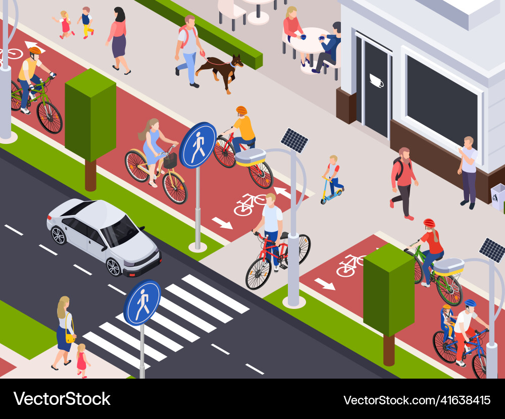 City street isometric Royalty Free Vector Image