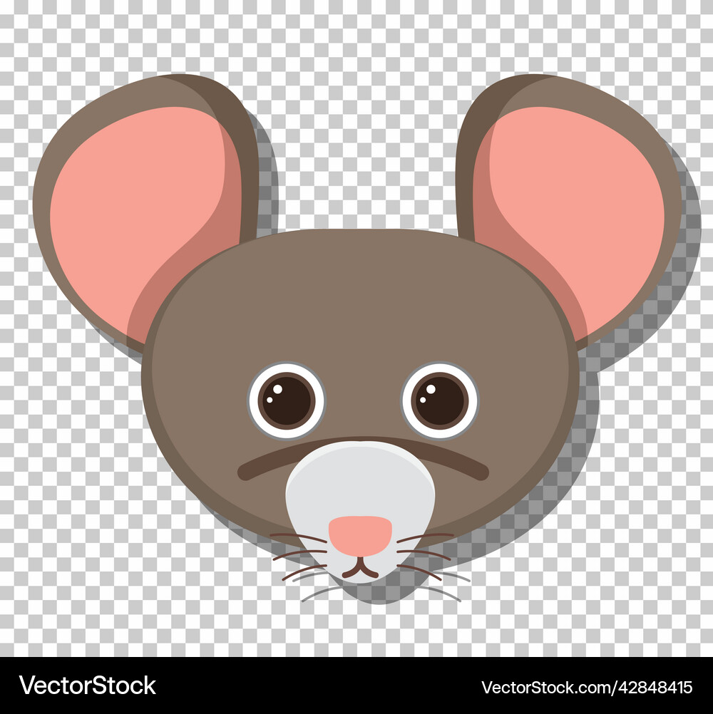 Cute mouse head in flat cartoon style Royalty Free Vector
