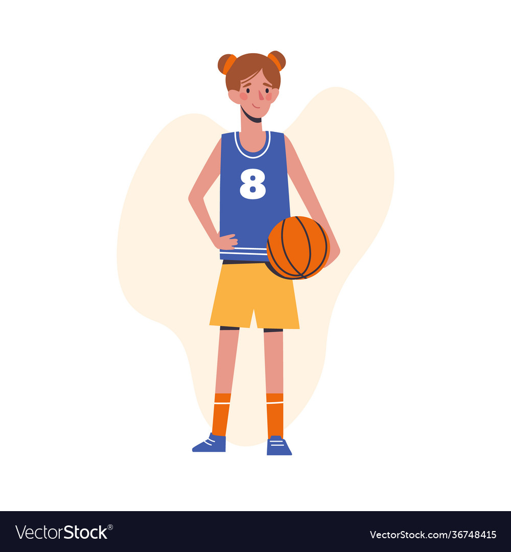 Flat design concept with cute kid basketball Vector Image