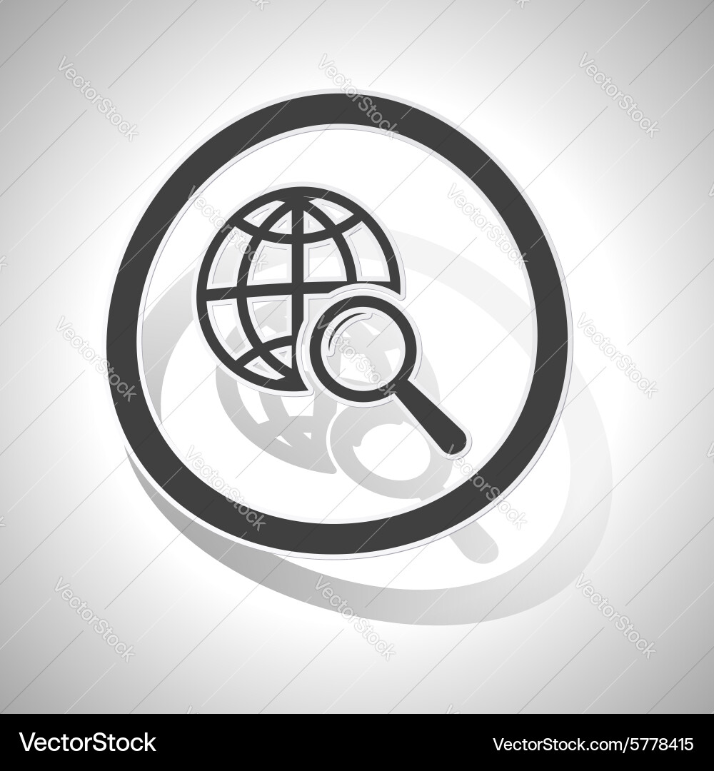 Global search sign sticker curved Royalty Free Vector Image