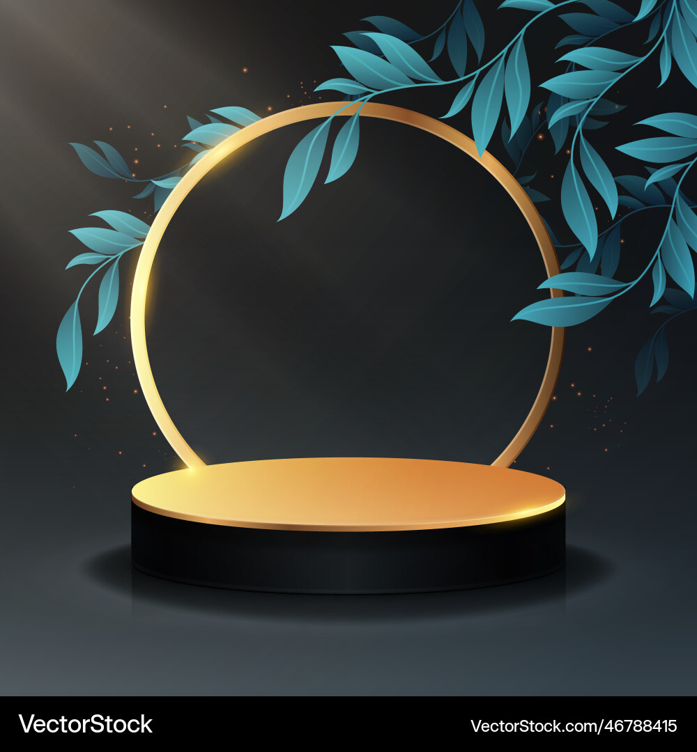 Golden luxury stage with tropical leaf Royalty Free Vector