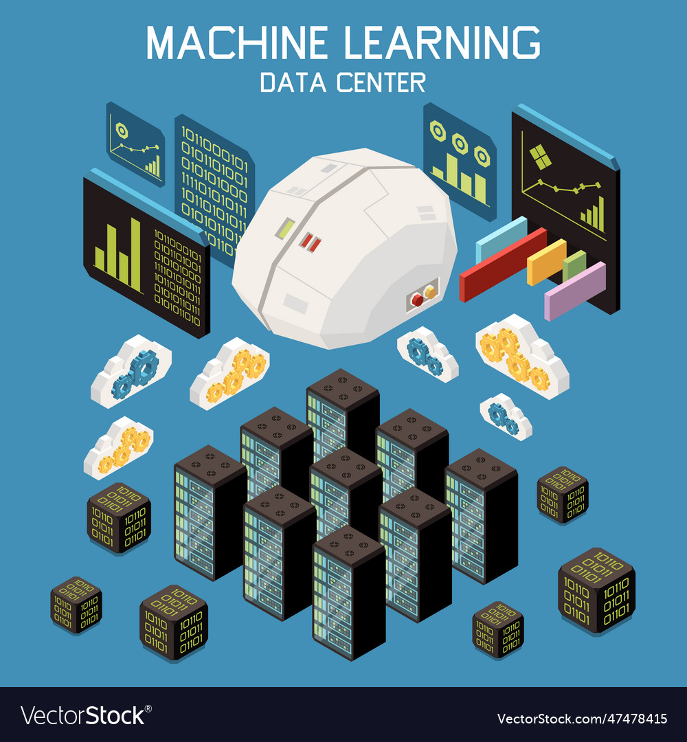 Isometric Data Center Composition Royalty Free Vector Image