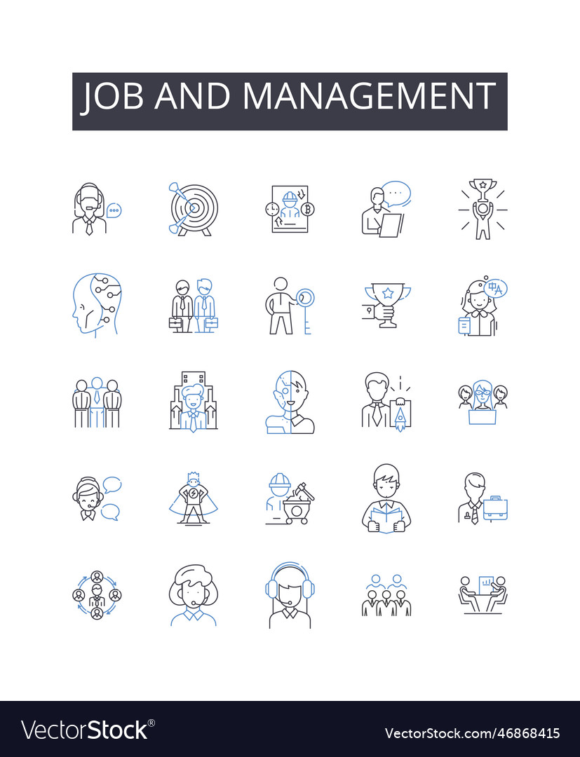 Job and management line icons collection business Vector Image