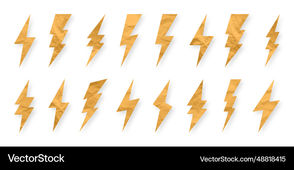 Lightning bolt crumpled paper texture cardboard Vector Image